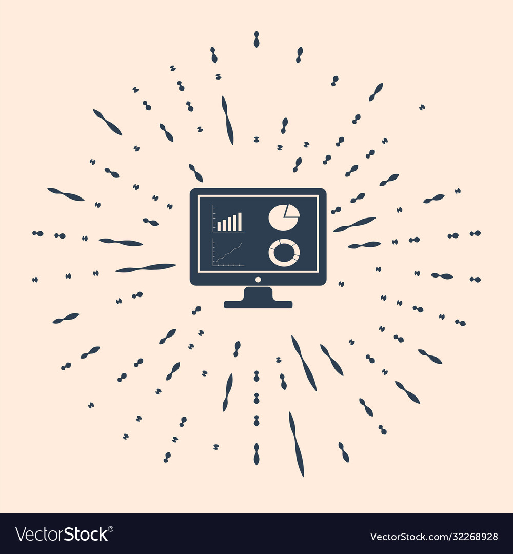 Black computer monitor with graph chart icon Vector Image