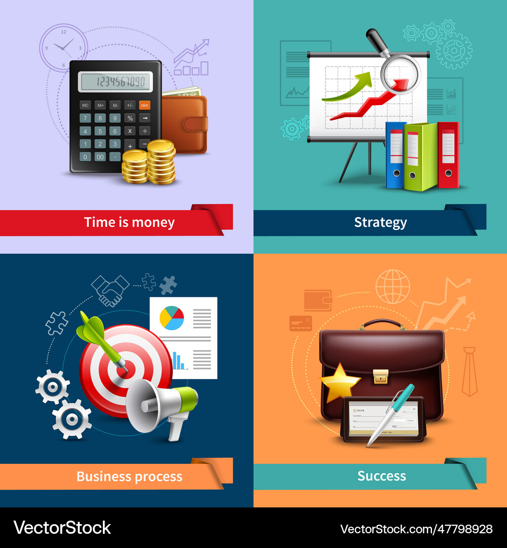 Business realistic set business realistic set Vector Image