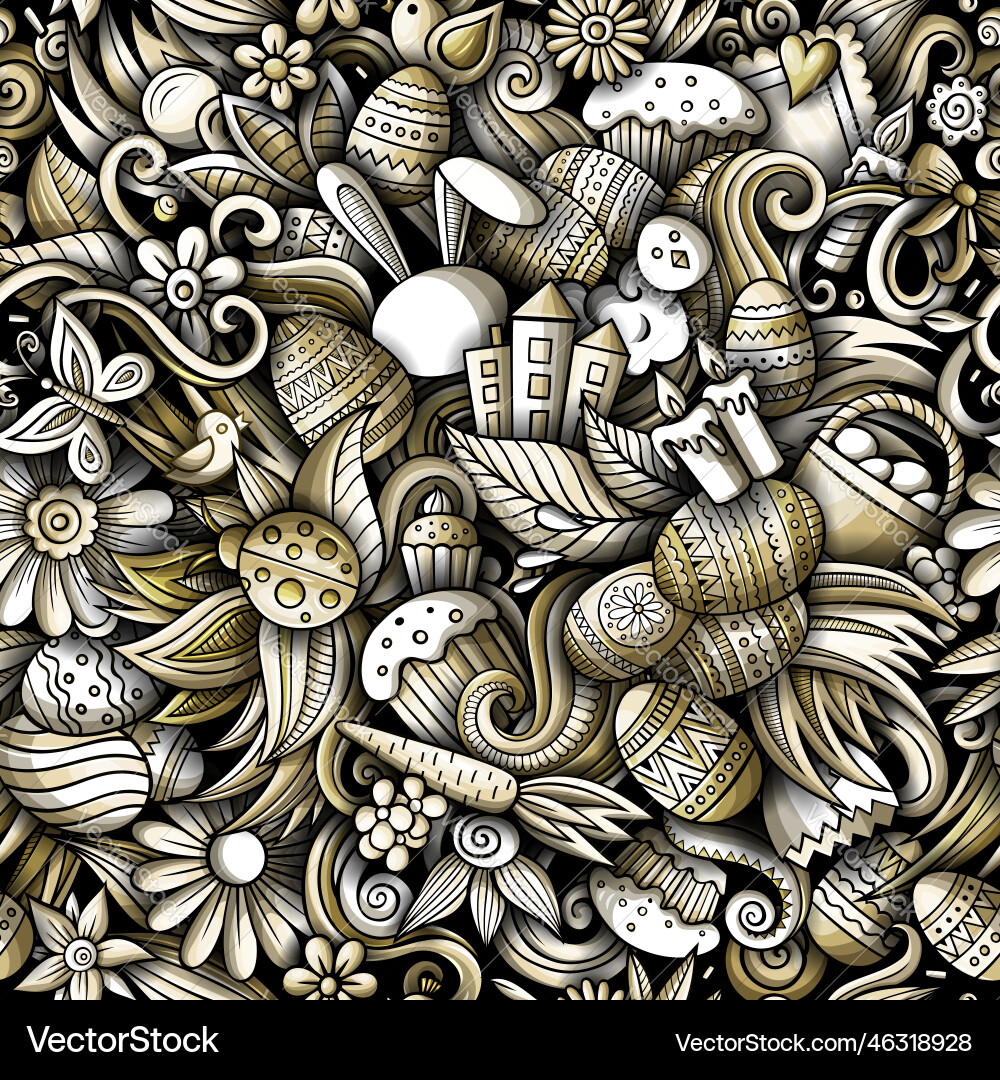 Cartoon cute doodles hand drawn happy easter Vector Image