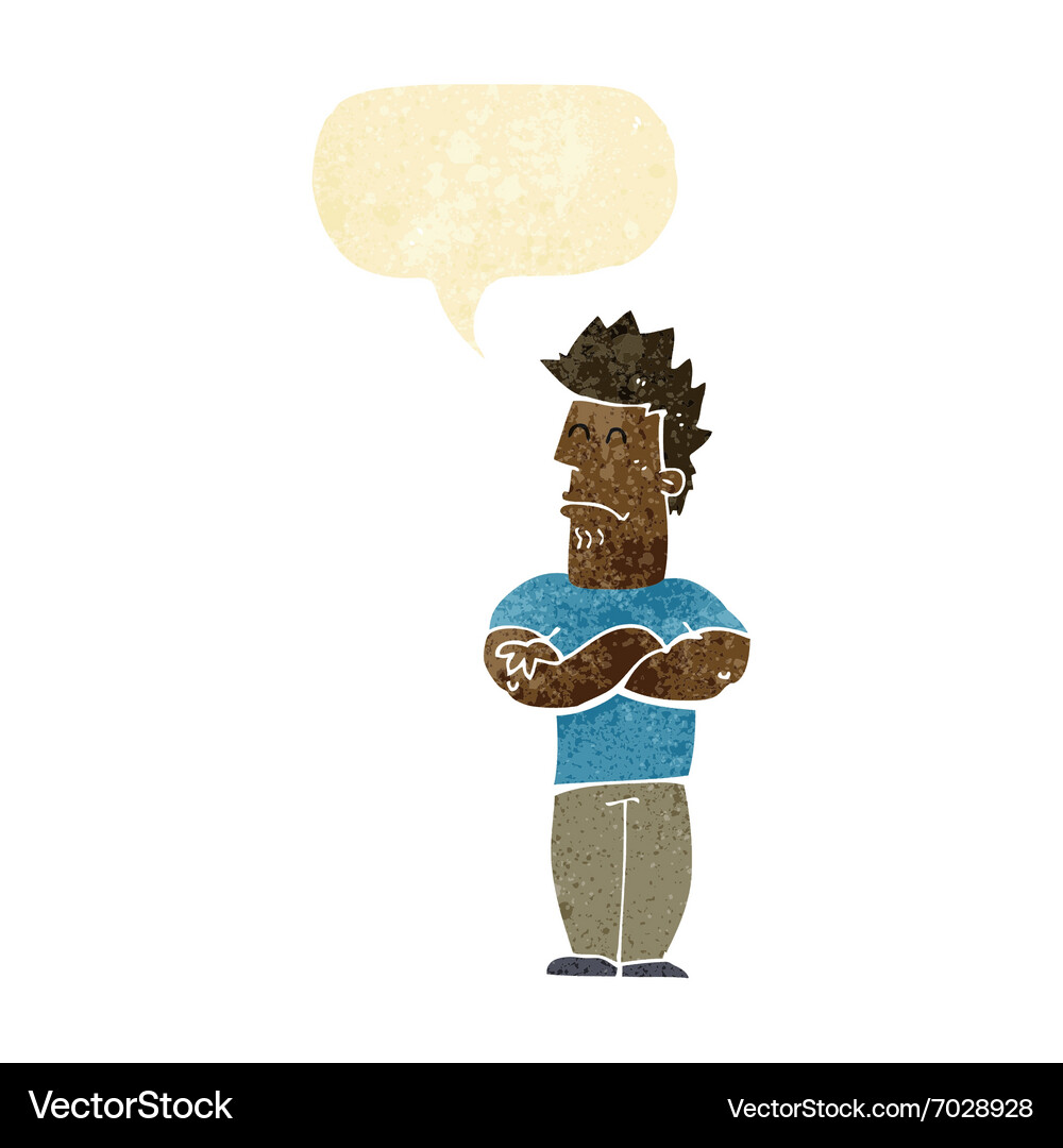 Cartoon sulking man with speech bubble Royalty Free Vector