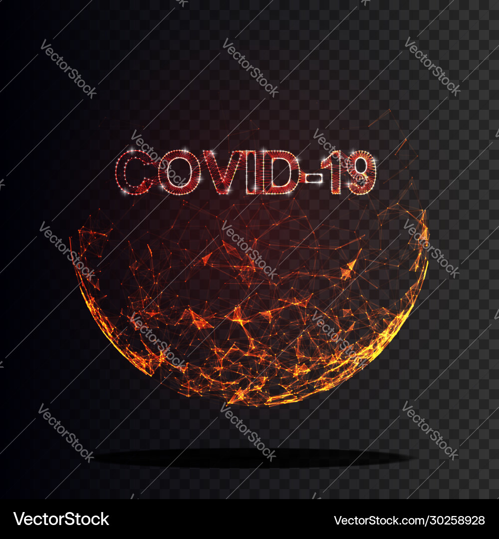 Corona virus 3d polygonal text covid-19 virus Vector Image