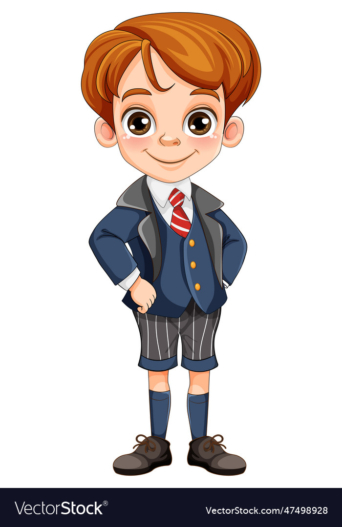 Cute boy student in school uniform Royalty Free Vector Image