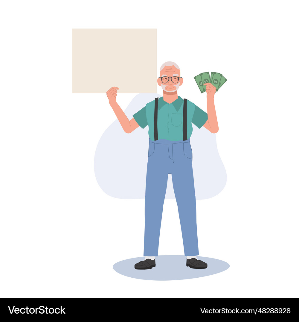 Financial concept full length senior man Vector Image