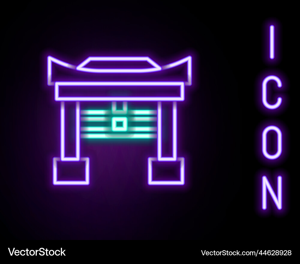 Glowing neon line japan gate icon isolated Vector Image