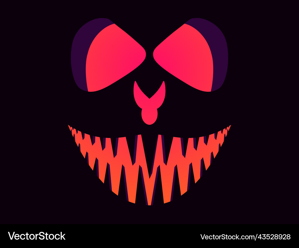 Halloween scary face with glowing eyes evil Vector Image