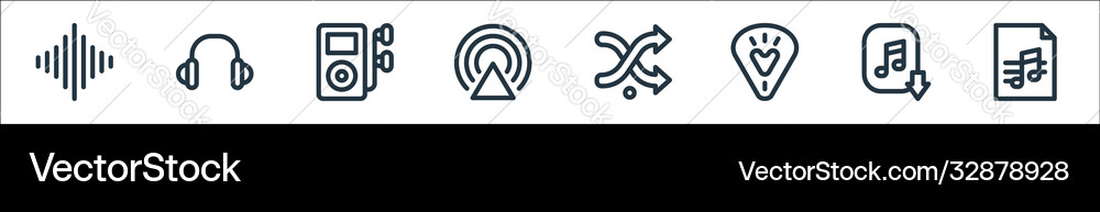 Music line icons linear set quality Royalty Free Vector