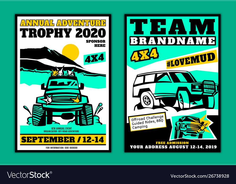 Off road posters set Royalty Free Vector Image