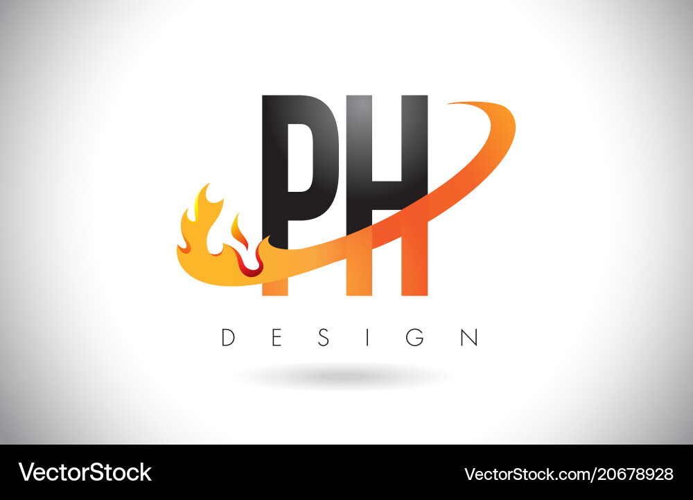 Ph p h letter logo with fire flames design Vector Image