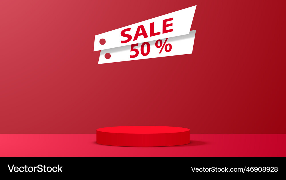 Red podium in the red room Royalty Free Vector Image