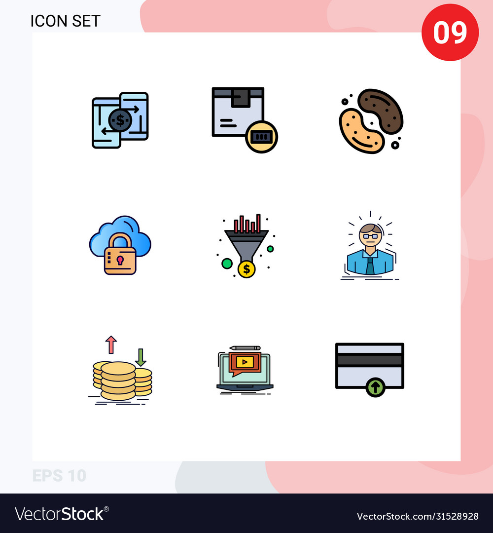 Stock icon pack 9 line signs and symbols for Vector Image