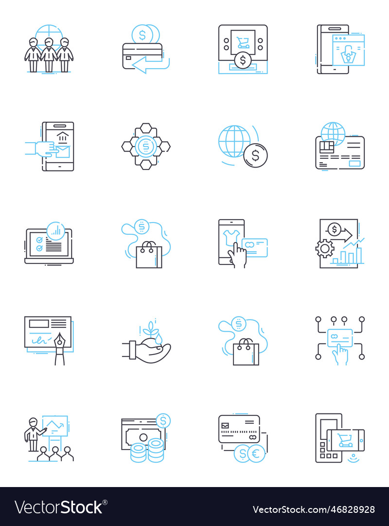 Virtual transaction linear icons set Royalty Free Vector Virtual transaction linear icons set Royalty Free Vector