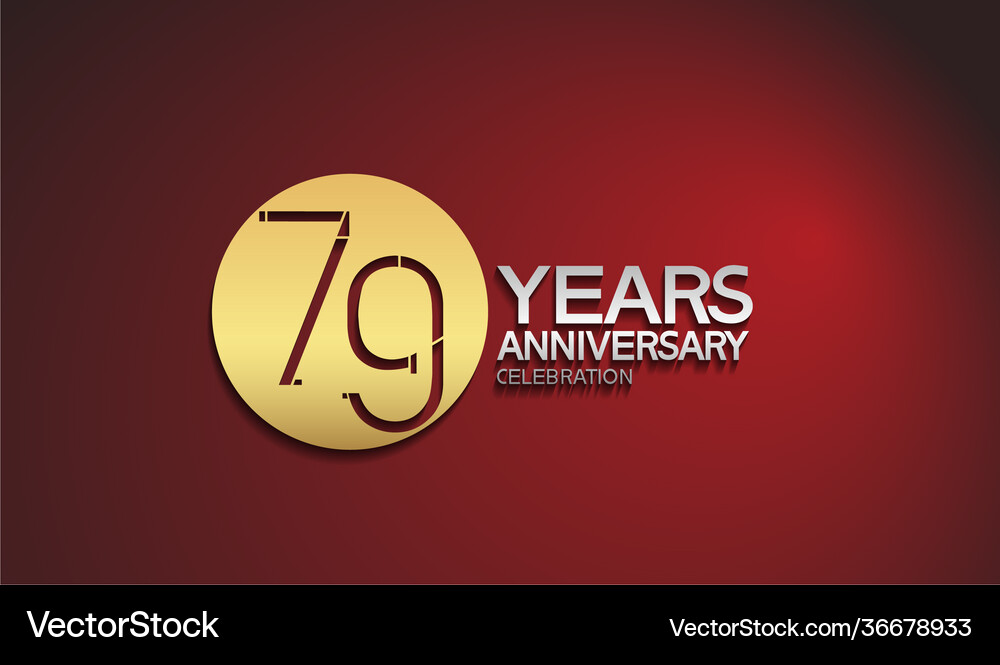 79 years anniversary logotype with golden circle Vector Image