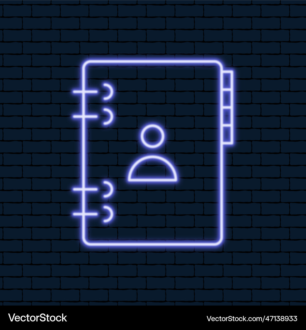 Address book neon icon thin line address book Vector Image