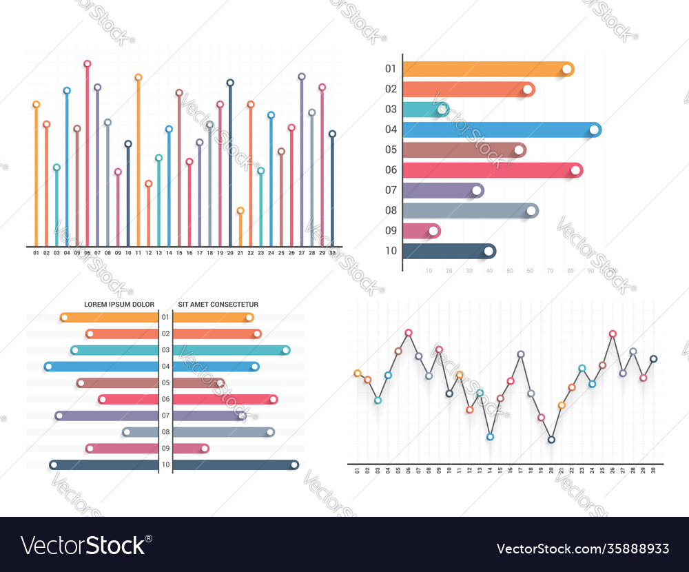 Bar and line charts Royalty Free Vector Image - VectorStock
