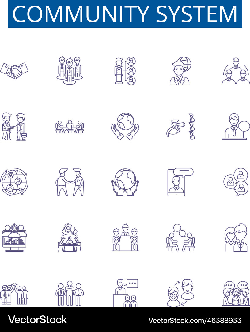 Community system line icons signs set design Vector Image