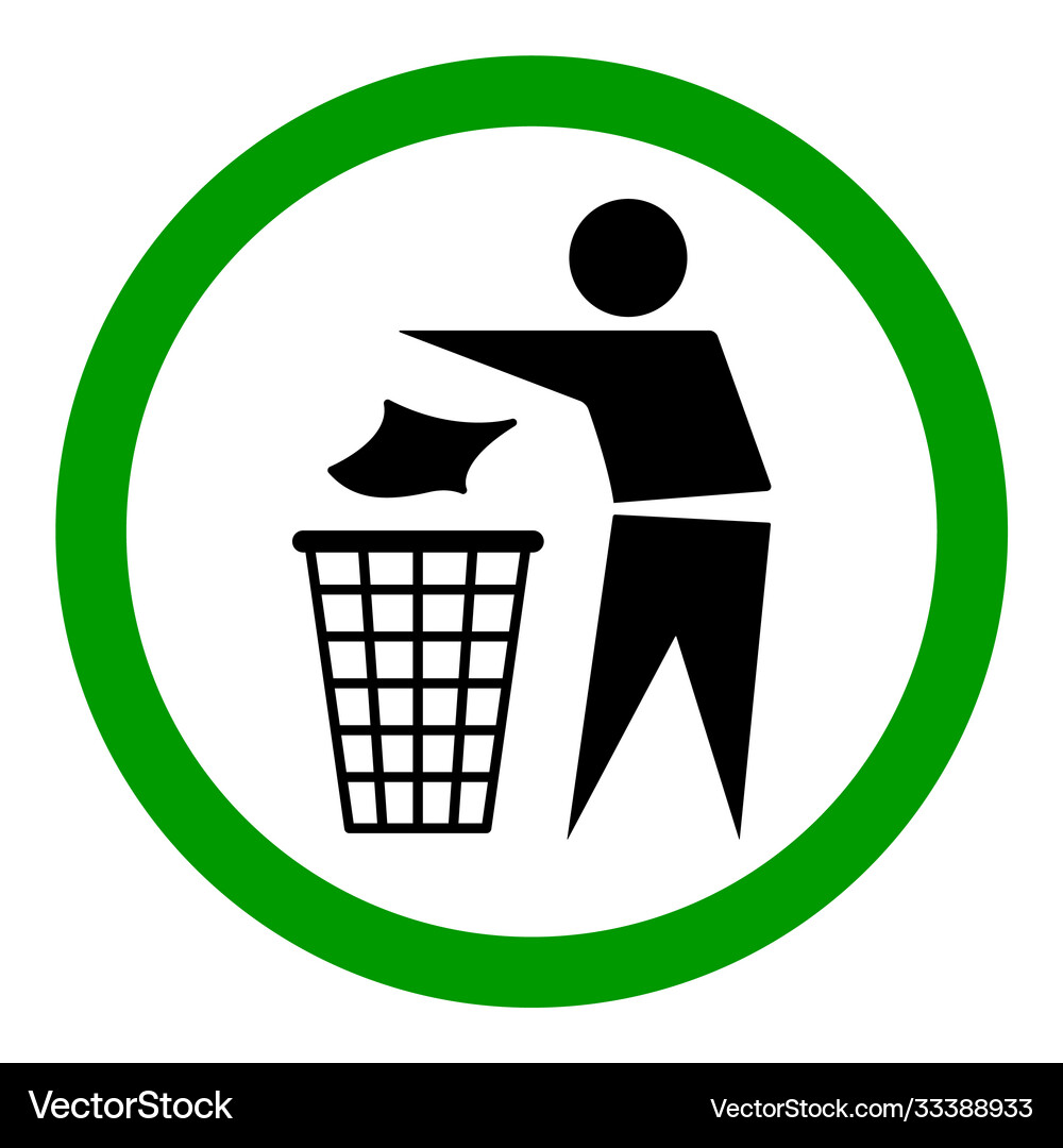 Do not litter flat icon in green circle isolated Vector Image
