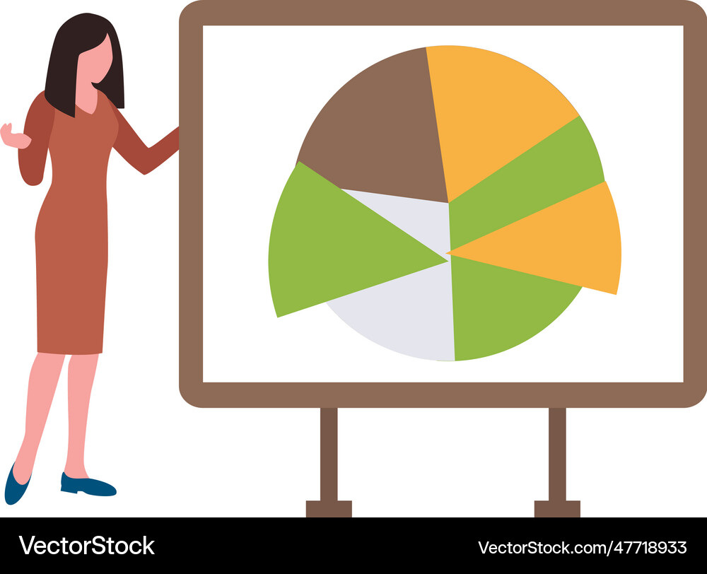 Girl is looking at the chart board Royalty Free Vector Image
