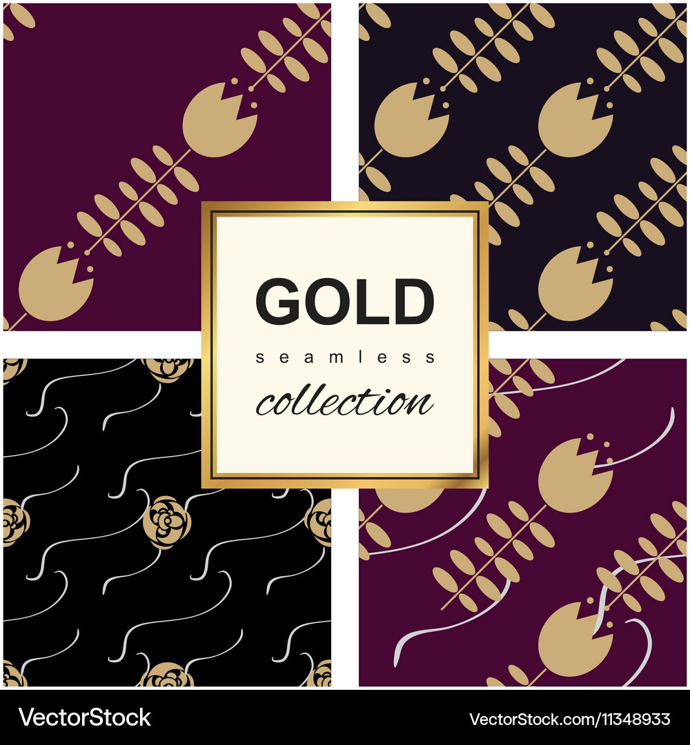 Golden luxury flower pattern on dark background Vector Image