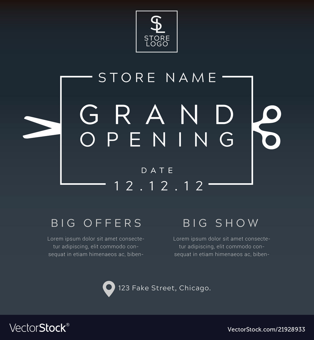Grand Opening Minimalist Poster Royalty Free Vector Image