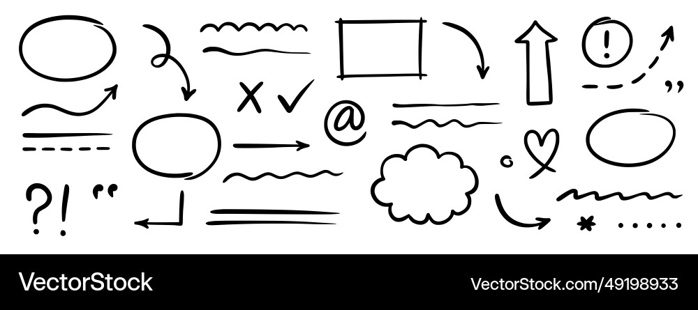 Hand drawn line arrow sketch underline round Vector Image