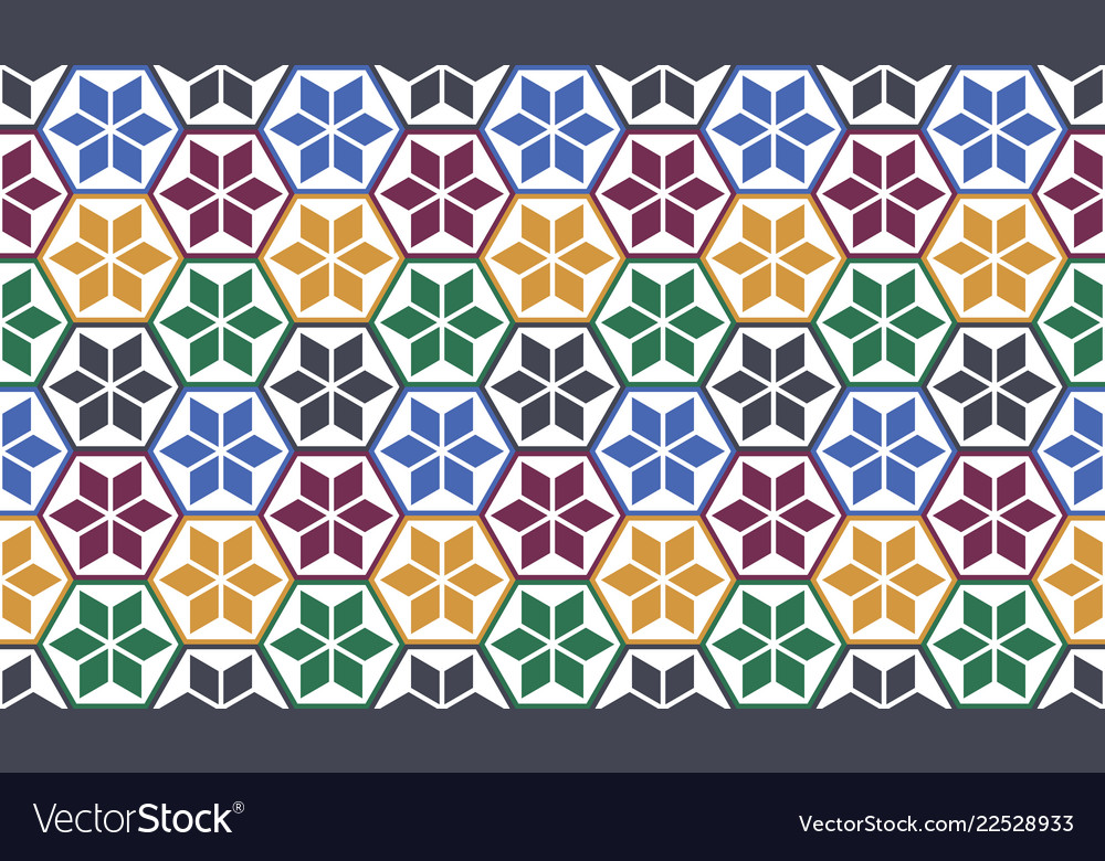 Hexagons and triangles seamless pattern Royalty Free Vector