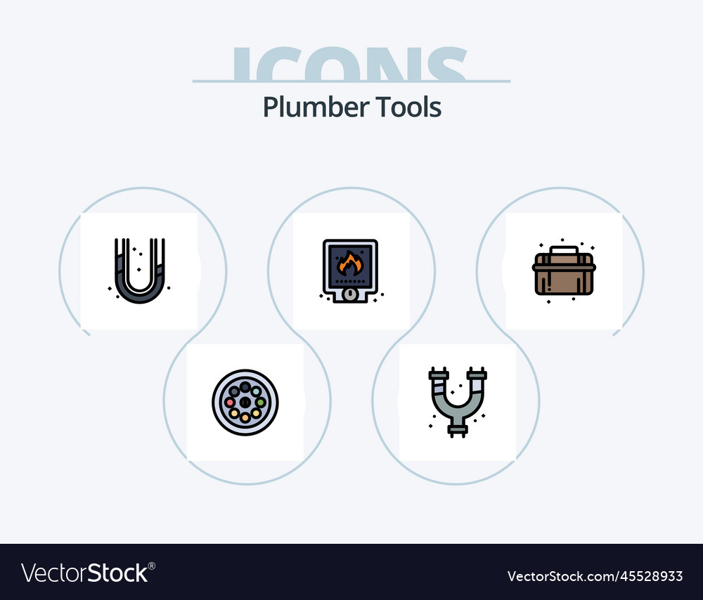 Plumber line filled icon pack 5 icon design Vector Image