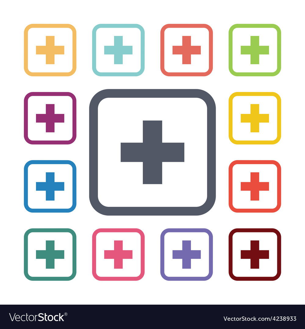 Plus flat icons set Royalty Free Vector Image - VectorStock