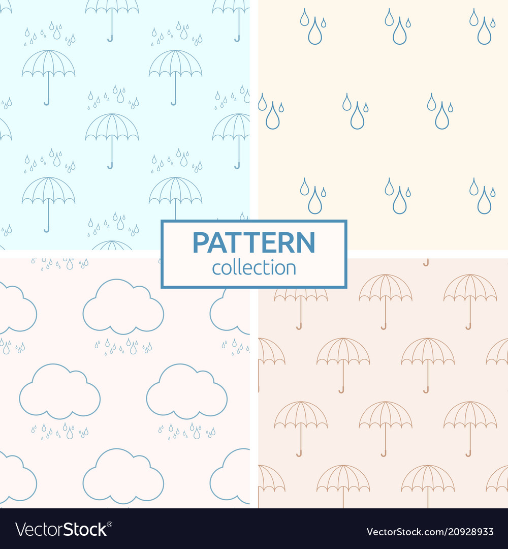 Raindrop & Umbrella Patterns Royalty Free Vector Image