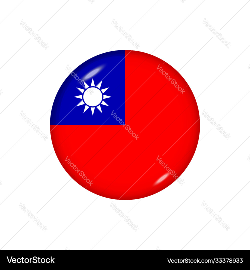 Round flag taiwan button icon glossy badge Vector Image