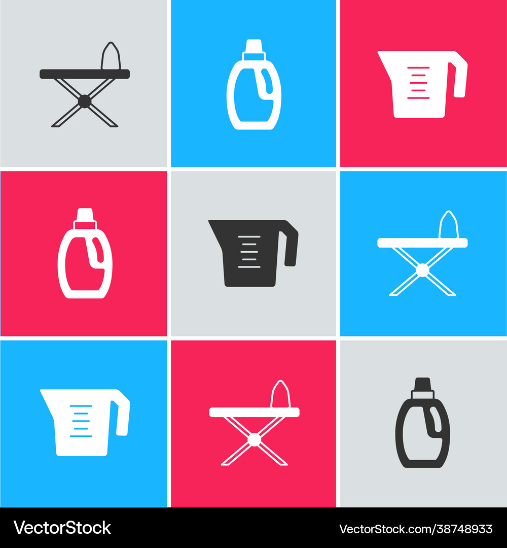 Set iron and ironing board bottle for cleaning Vector Image