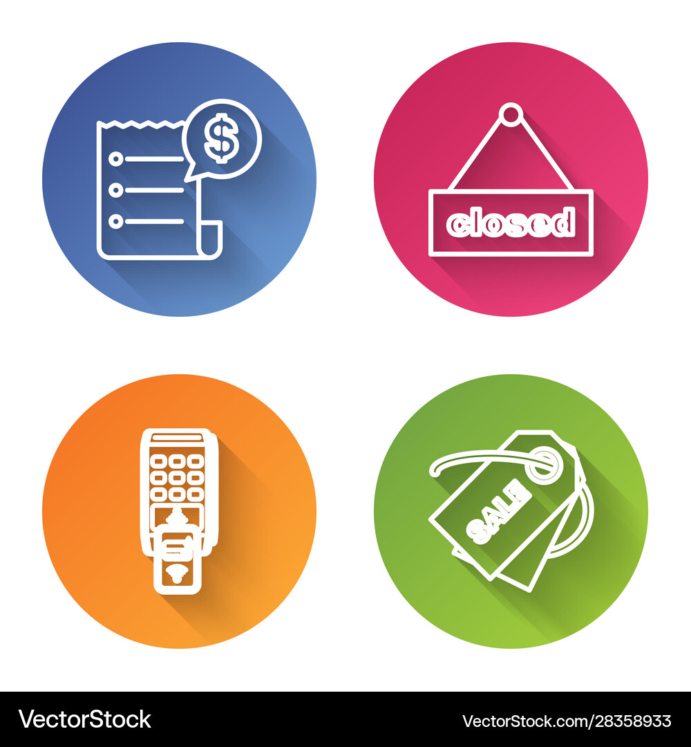 Set line paper check and financial check hanging Vector Image