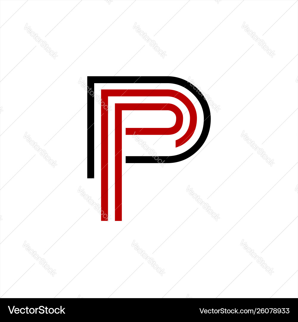 Simple p dp pd ppp initials line art company logo Vector Image