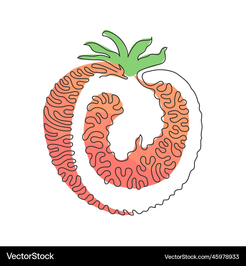 Single one line drawing sliced healthy organic Vector Image