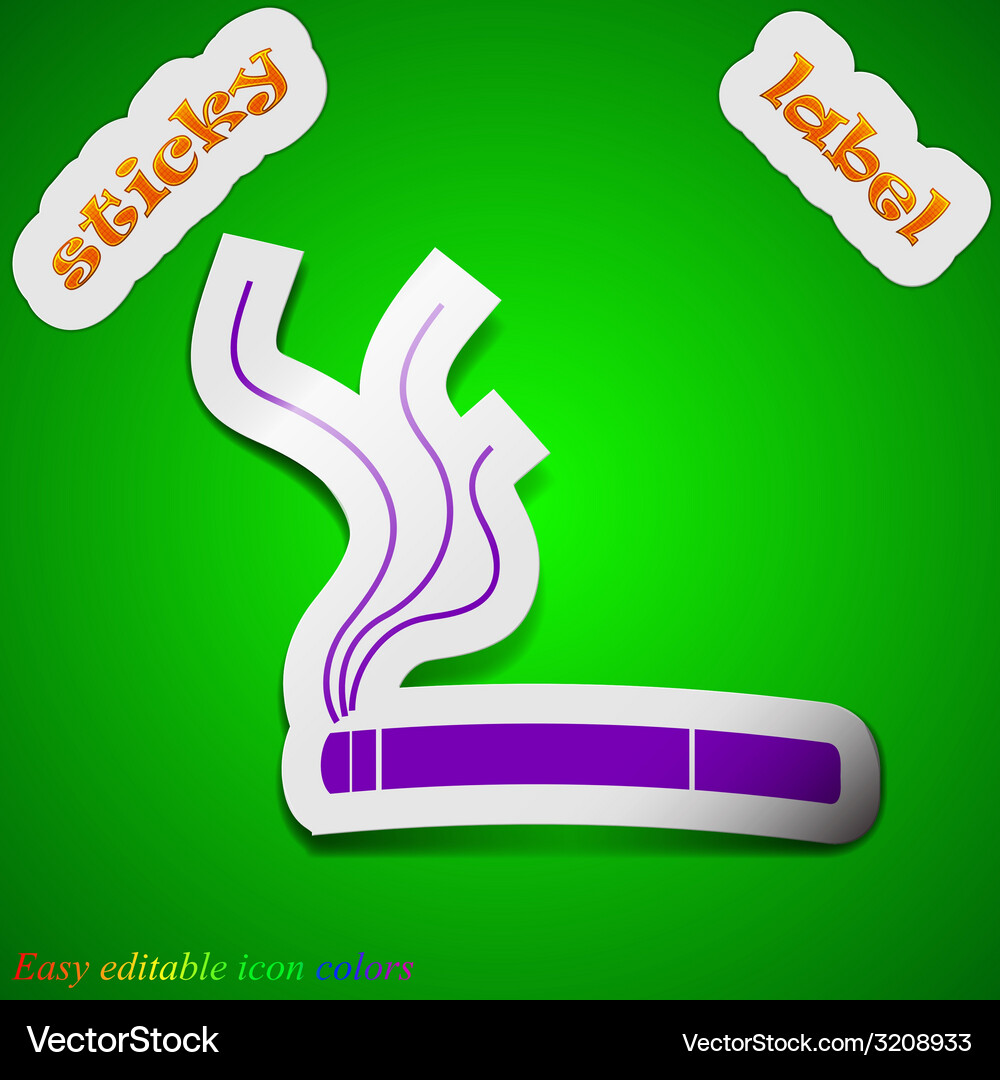 Smoking icon sign symbol chic colored sticky label