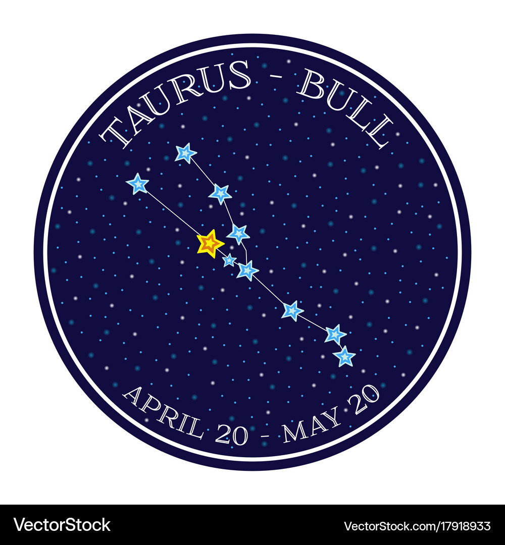 Taurus zodiac constellation in space round icon Vector Image