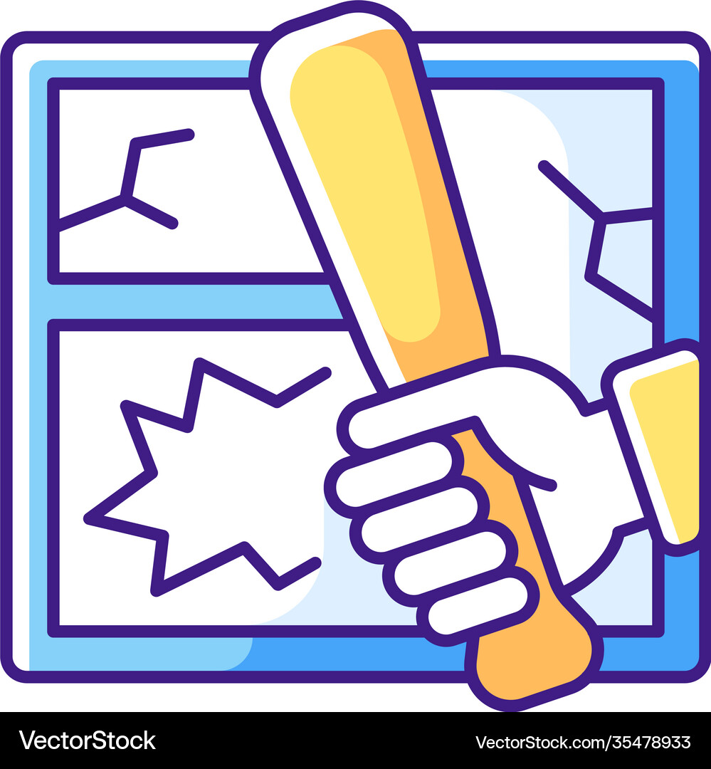 Vandalism rgb color icon Royalty Free Vector Image