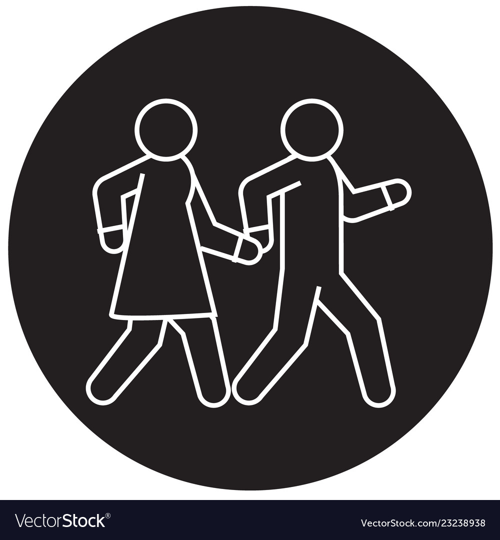 Couple walks holding hands together black Vector Image