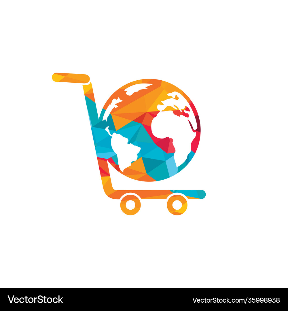 Globe shopping cart logo design Royalty Free Vector Image