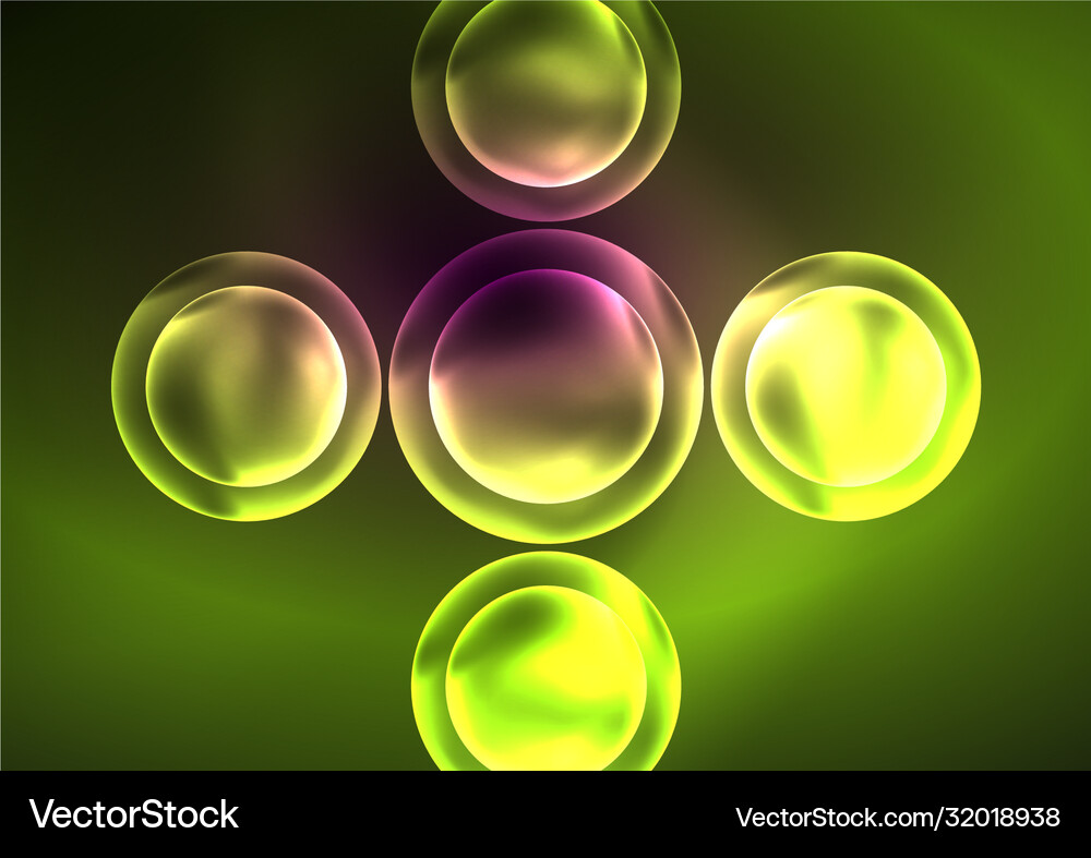 Glowing neon shiny transparent bubbles glass Vector Image