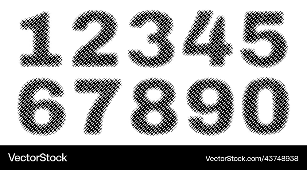 Halftone numbers set half tone numeral symbols Vector Image