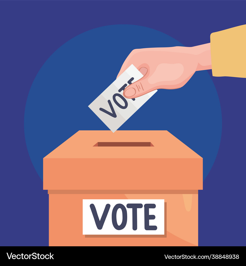 Hand putting vote in ballot box Royalty Free Vector Image