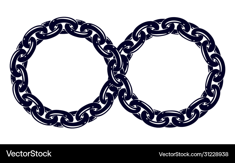 Infinity symbol made from chain sign logo or Vector Image