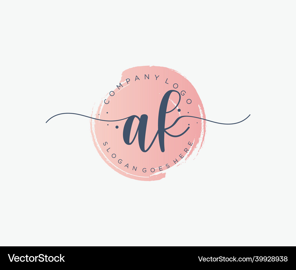 Initial ak feminine logo usable for nature salon Vector Image