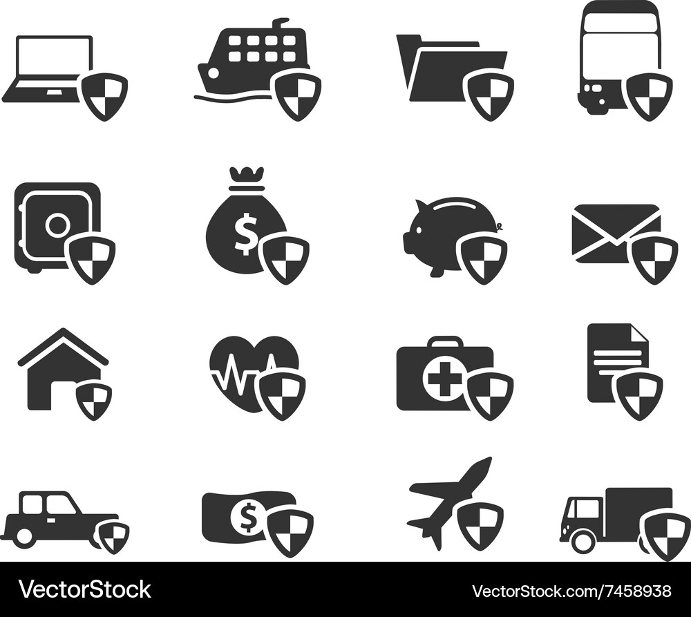 Insurance simply icons Royalty Free Vector Image