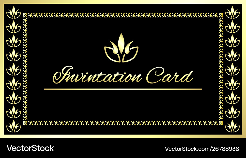 Invitation card in golden frame Royalty Free Vector Image