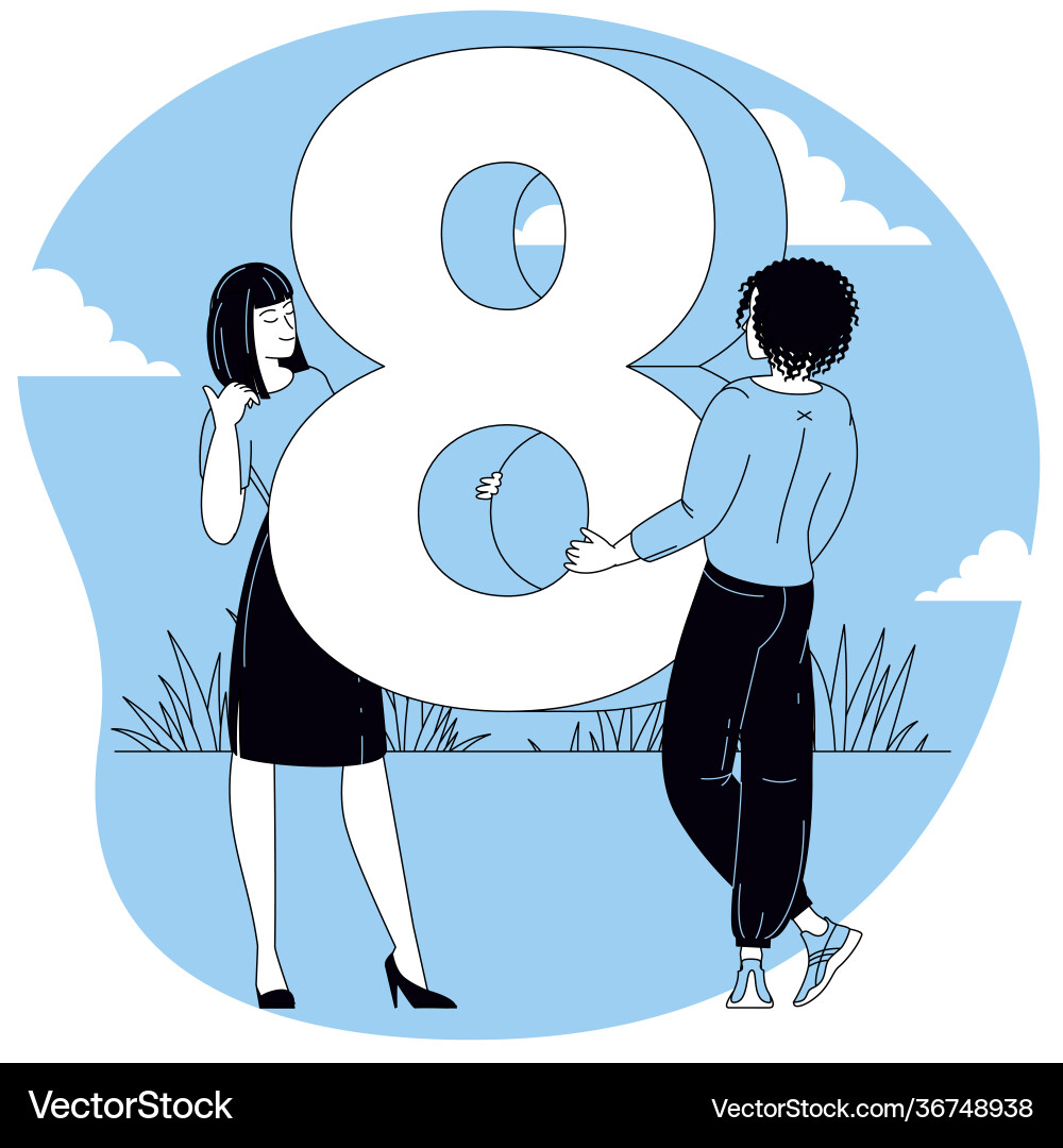 People are standing each holding a numbers Vector Image