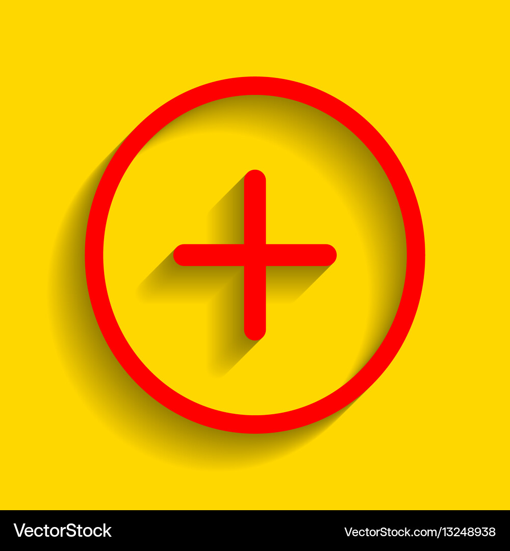 Positive symbol plus sign red icon Royalty Free Vector Image