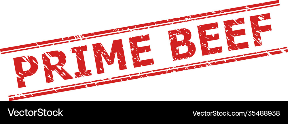 Prime beef seal with grunged surface and double Vector Image