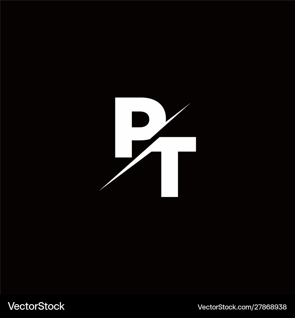 Pt logo letter monogram slash with modern logo Vector Image