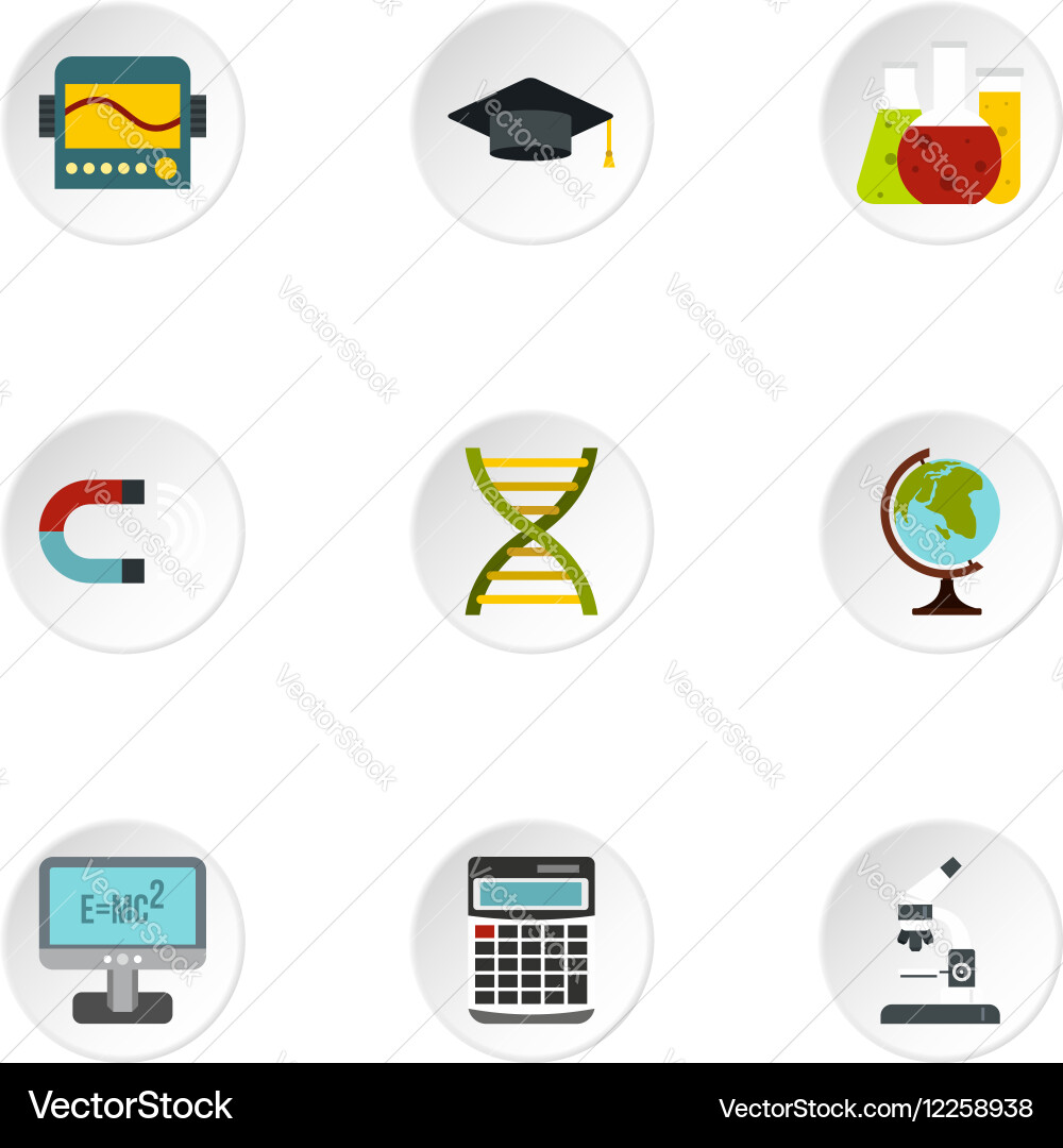 Scientific research icons set flat style Vector Image